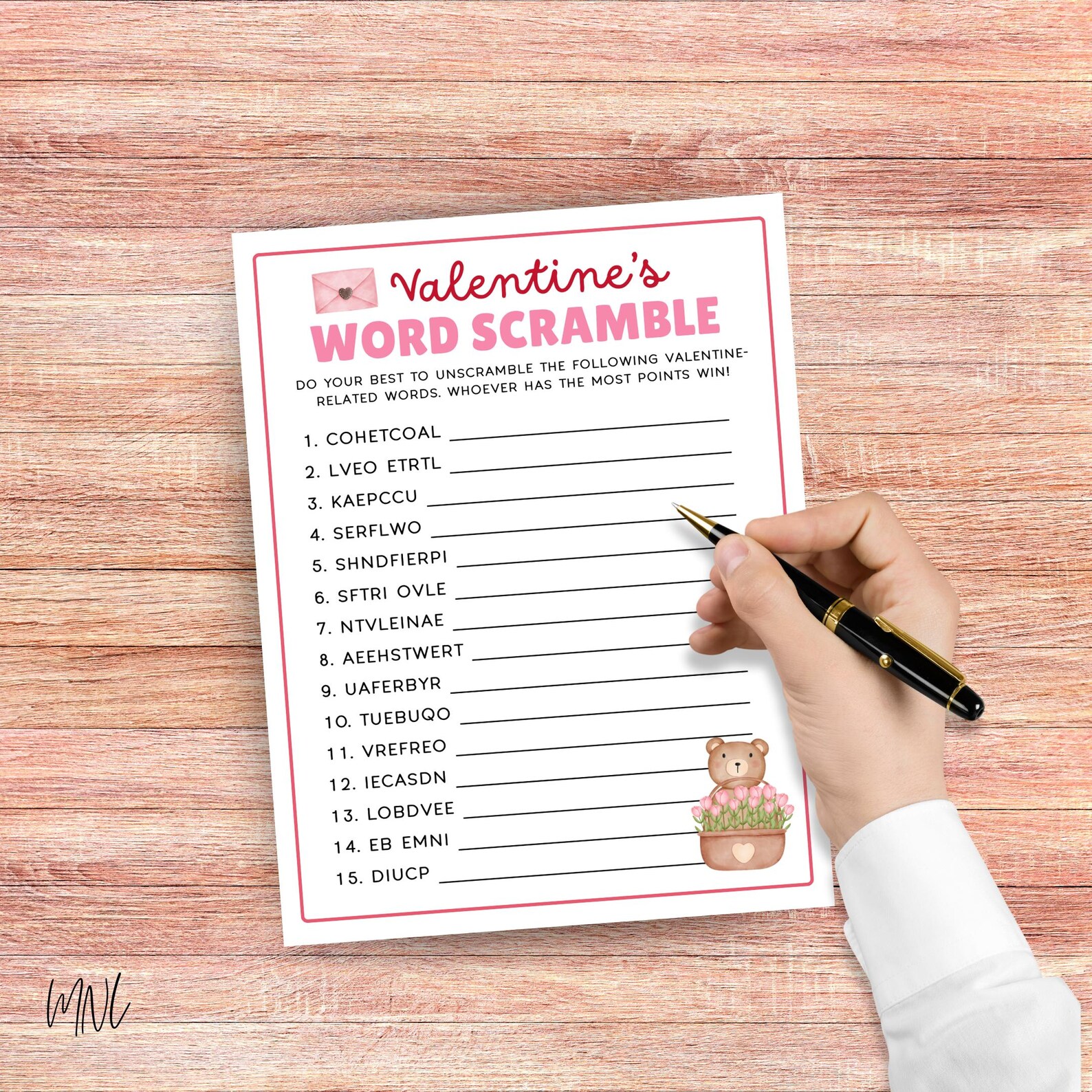 Valentines Word Scramble for Valentines Party Game Printable Valentines ...