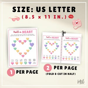 Roll a Heart Game for Valentine Party Game Printable Valentines ...
