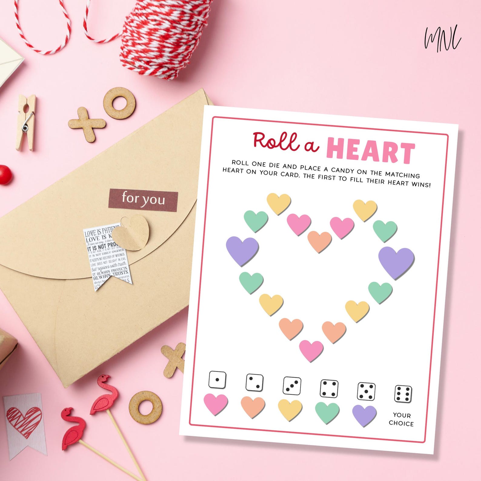 Roll a Heart Game for Valentine Party Game Printable Valentines ...