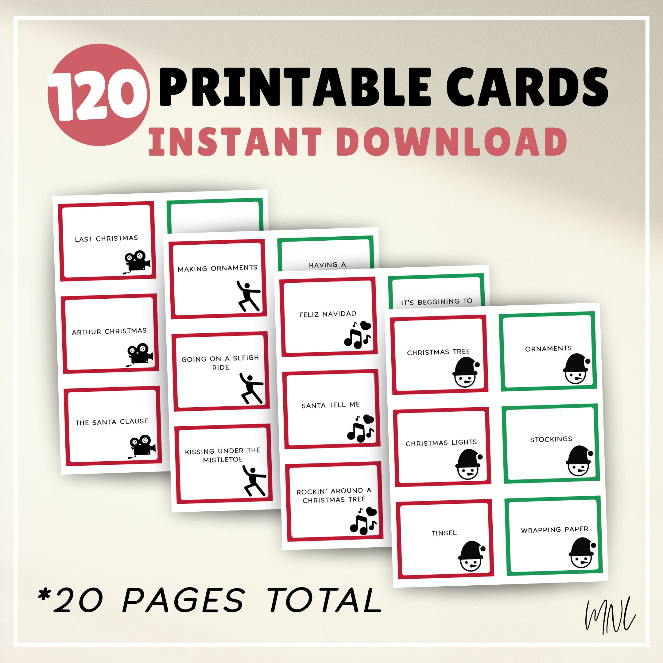 Christmas Charades for Christmas Party Game Printable Christmas Game ...