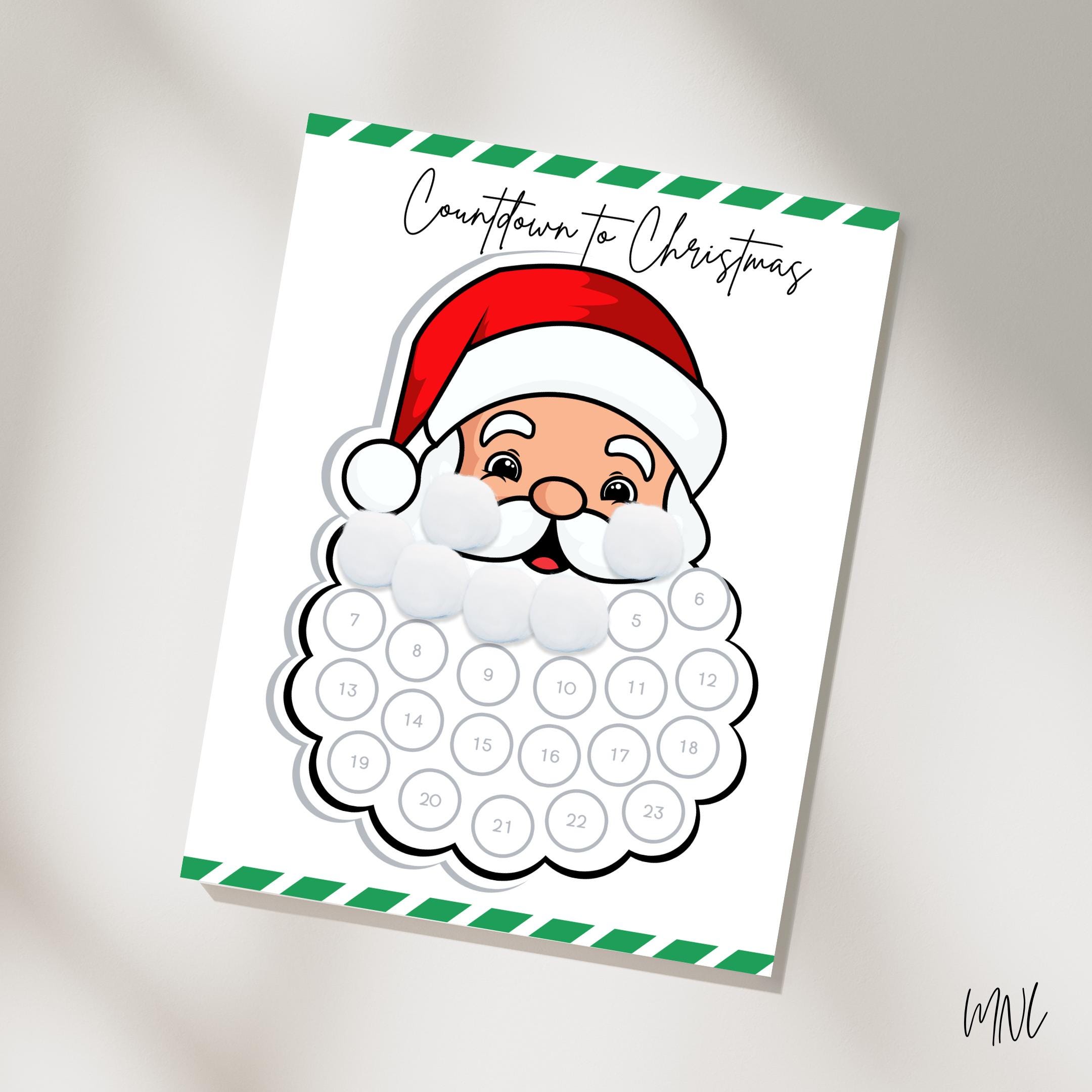Santa Christmas Countdown Calendar Printable Advent Calendar Countdown ...