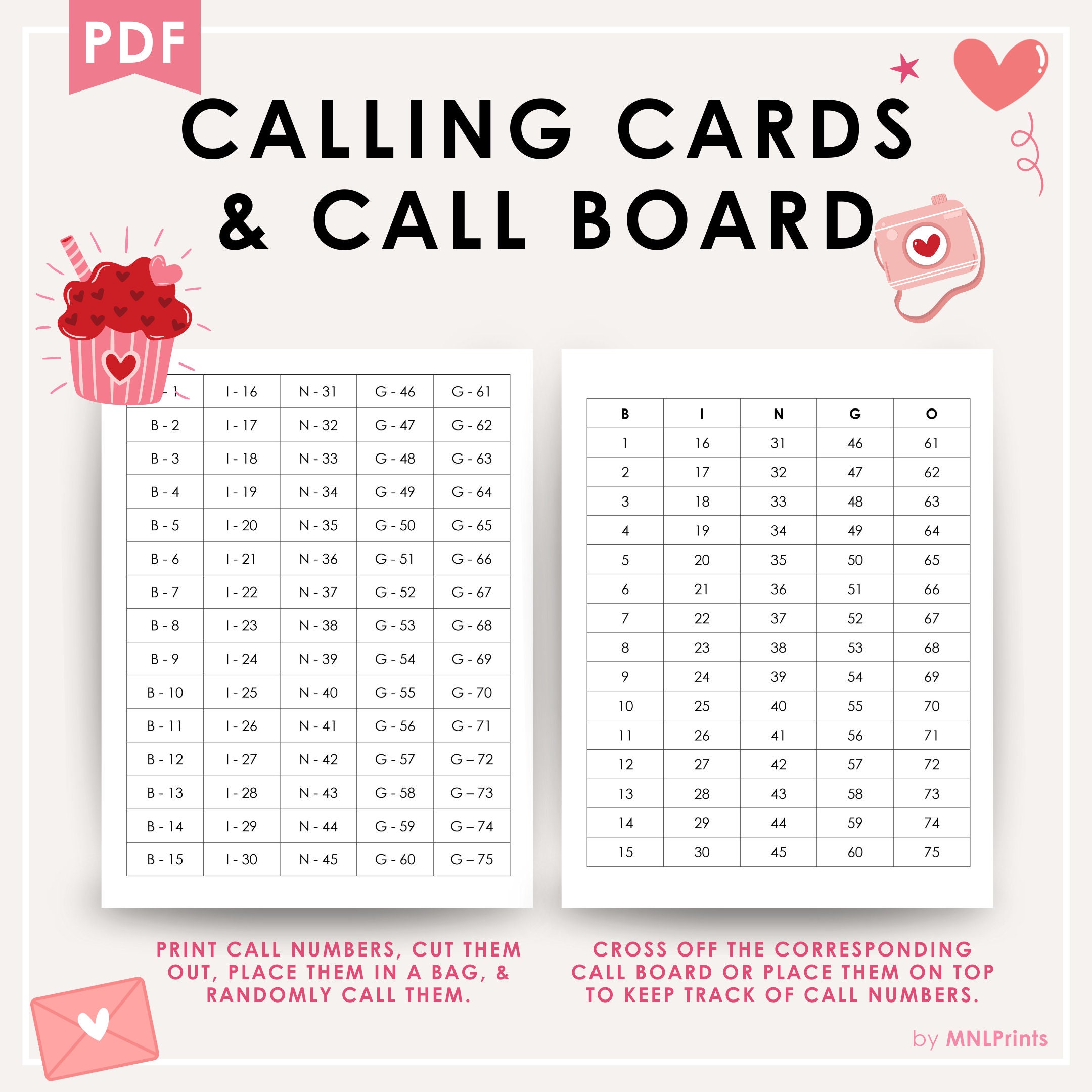 Valentine Bingo Game for Kids and Adults Valentines Bingo Cards ...