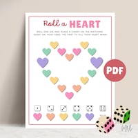 Valentines Day Candy Dice Game, Printable Rolling Hearts Valentine ...