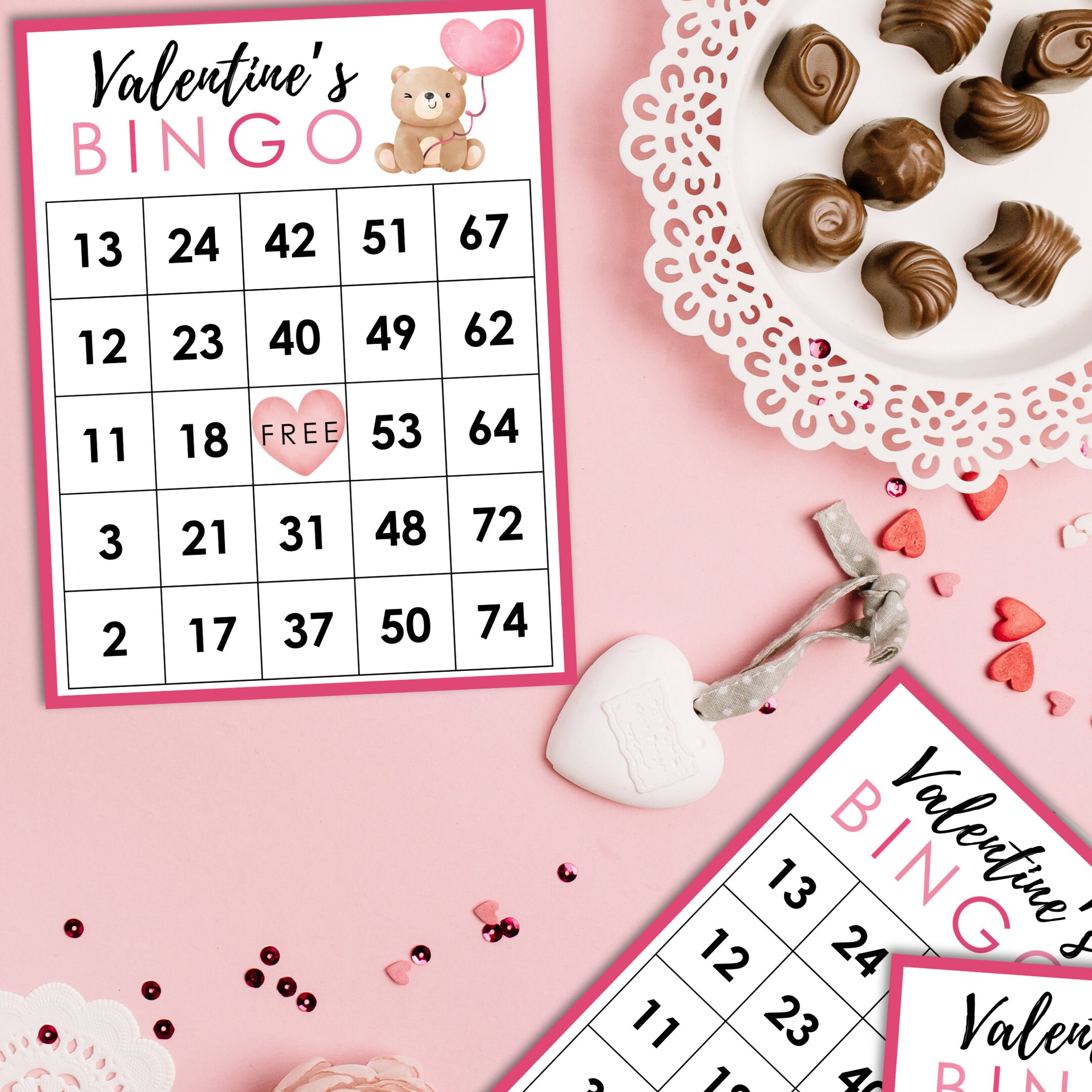 Valentine Bingo Game for Kids and Adults Valentines Bingo Cards ...