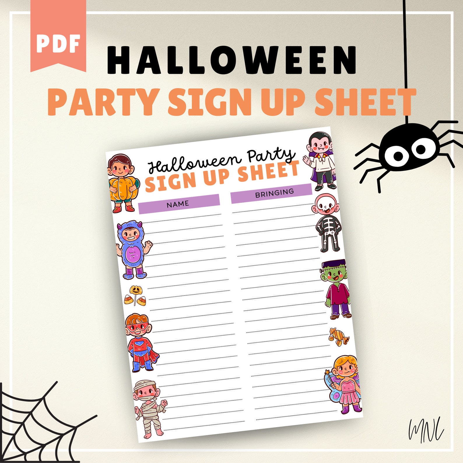 Halloween Potluck Sign up Sheet for Halloween Party, Printable ...