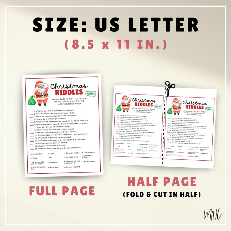 Christmas Riddles for Christmas Party Game Printable Christmas Games ...