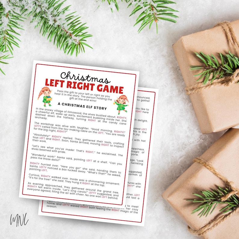 Christmas Gift Exchange Party Game: Pass the Present - Printable Left ...