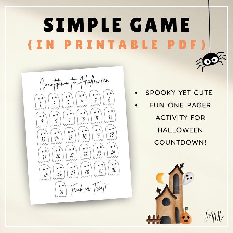 Halloween Countdown Calendar, Days Until Halloween Printable Halloween ...