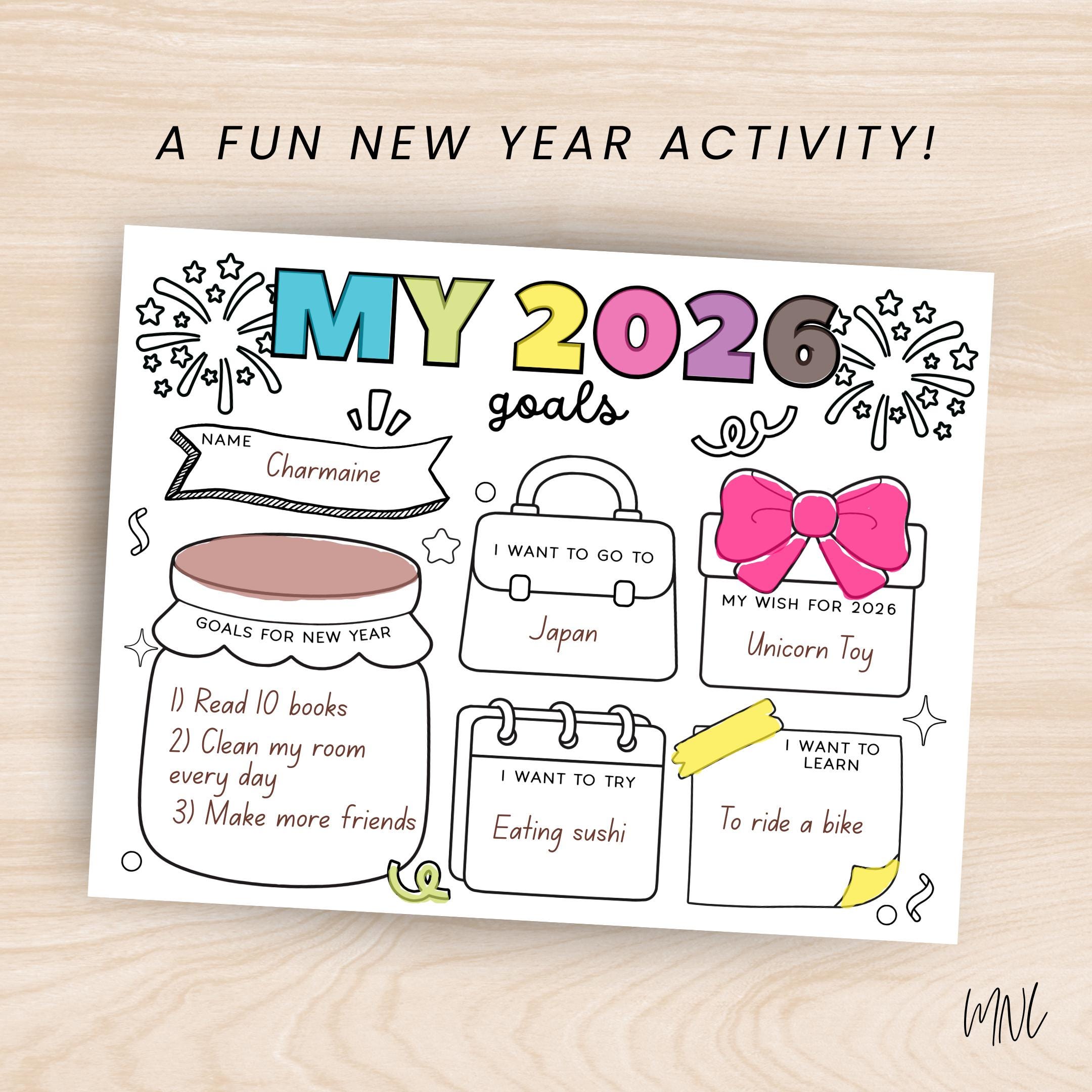 New Year’s Resolution Printable for Kids – Year in Review and Goals for ...