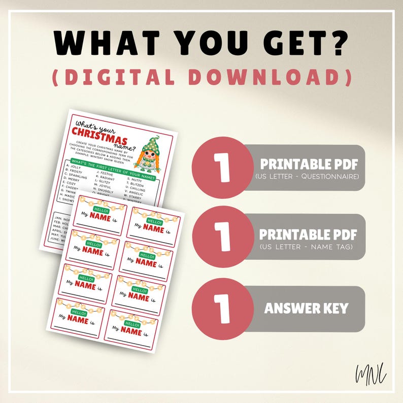 Christmas Name Game With Name Tag, What’s Your Elf Name Game Printable ...