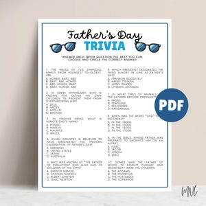 Fathers Day Trivia Game for Father’s Day Party, Printable Father’s Day ...