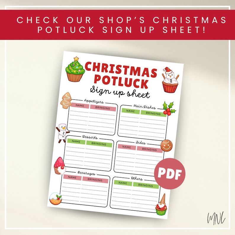 Christmas Sign up Sheet for Christmas Party for Kids Christmas Dinner ...