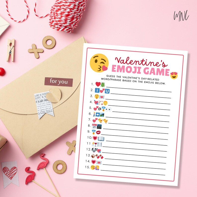 Valentine Emoji Game for Valentine Party Game Emoji Pictionary ...