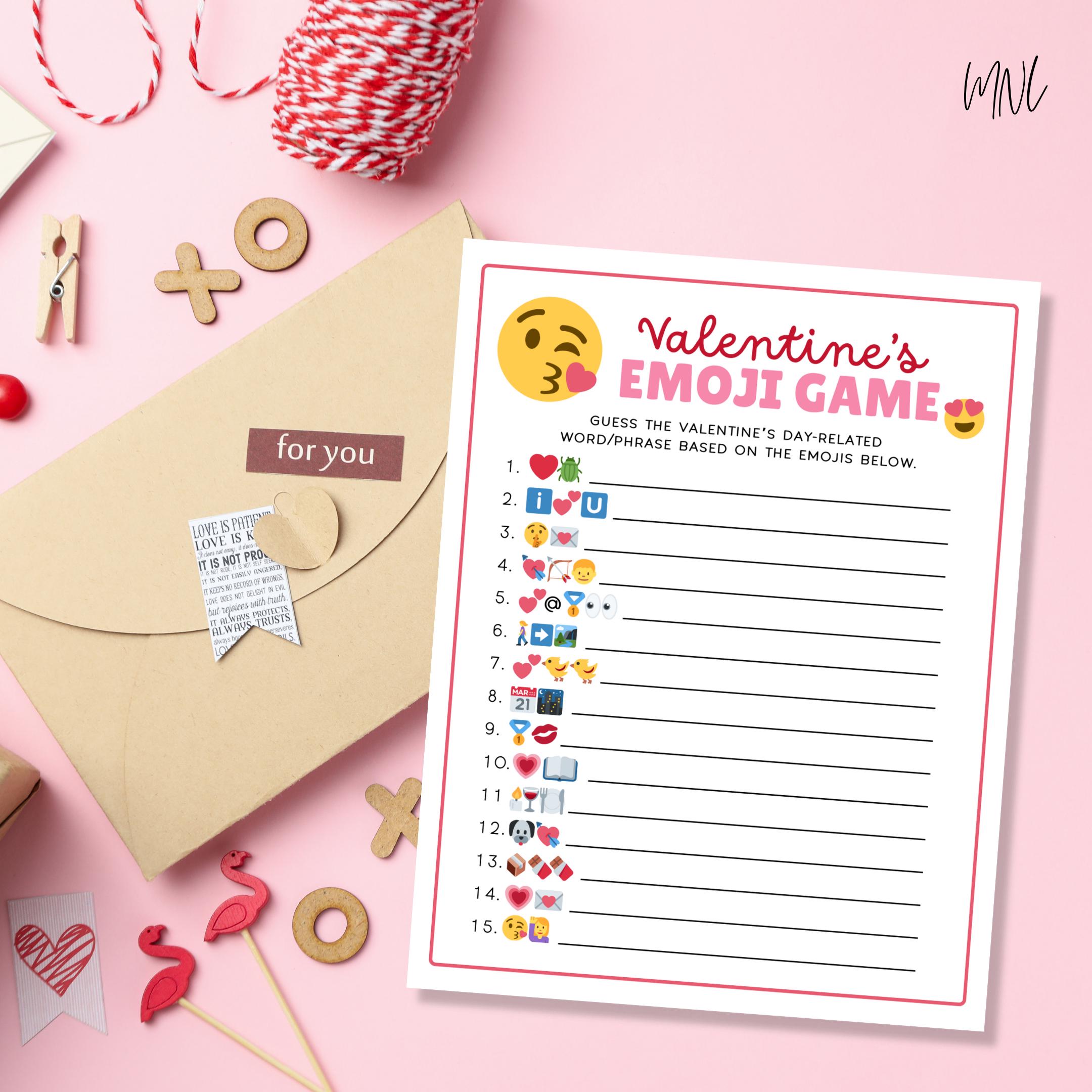 Valentine Emoji Game for Valentine Party Game Emoji Pictionary ...