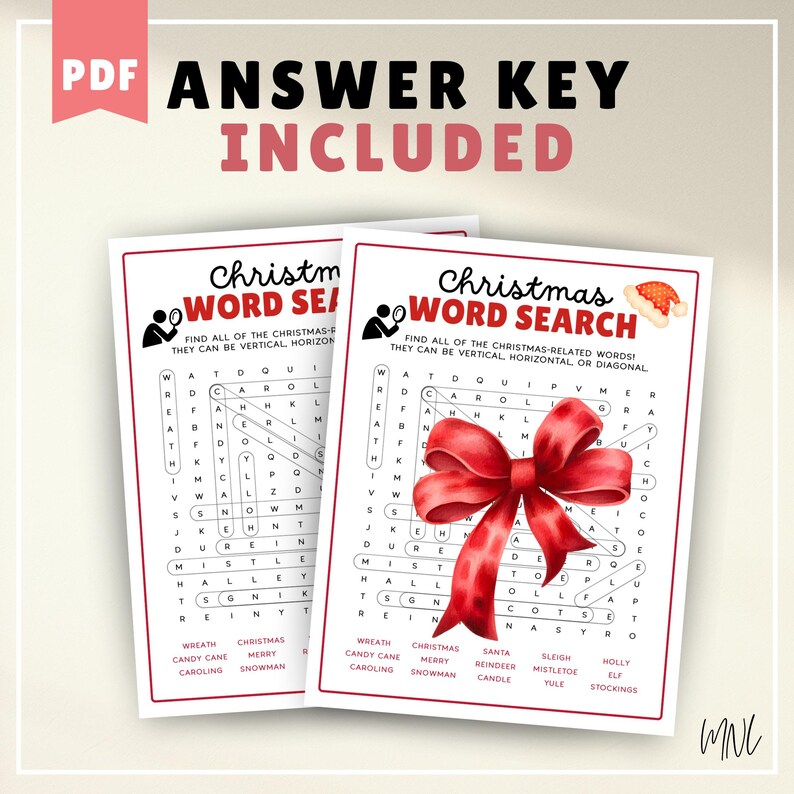 Christmas Word Search Game for Christmas Party Game Printable Christmas ...