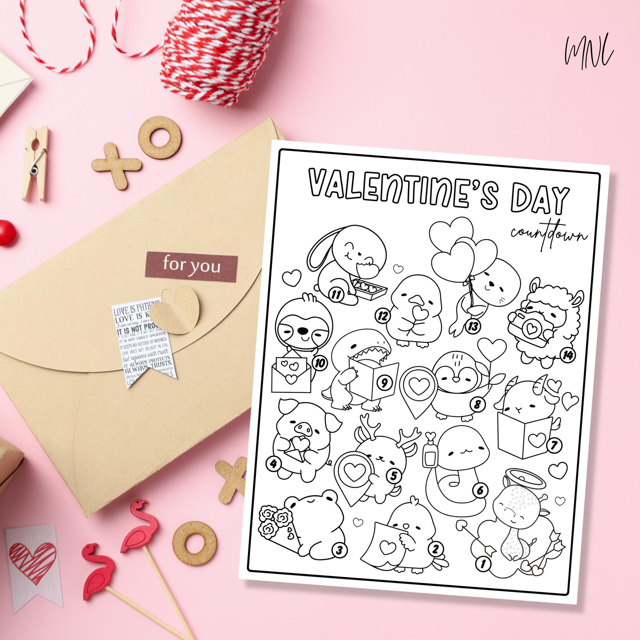 Valentine's Day Countdown Calendar Printable Advent Calendar Countdown ...