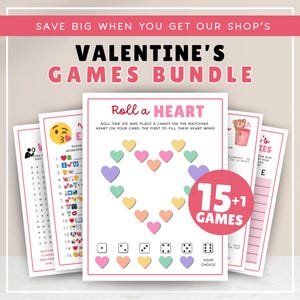 Roll a Heart Game for Valentine Party Game Printable Valentines ...