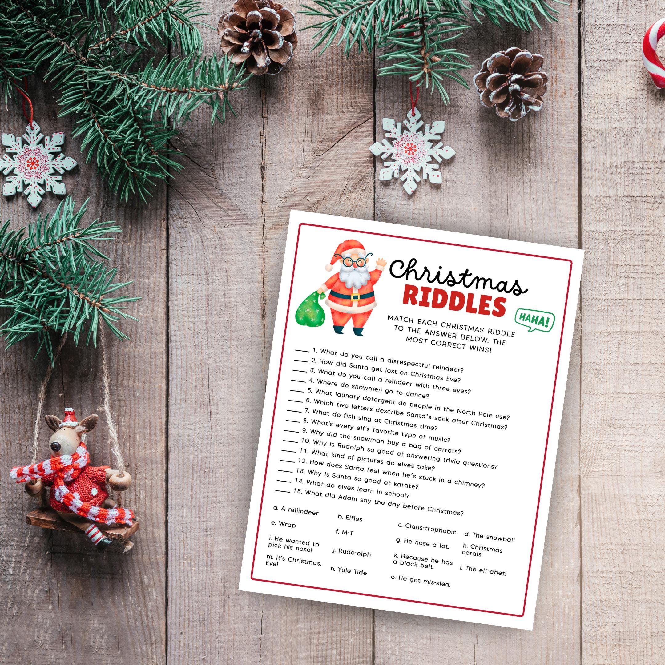 Christmas Riddles for Christmas Party Game Printable Christmas Games ...