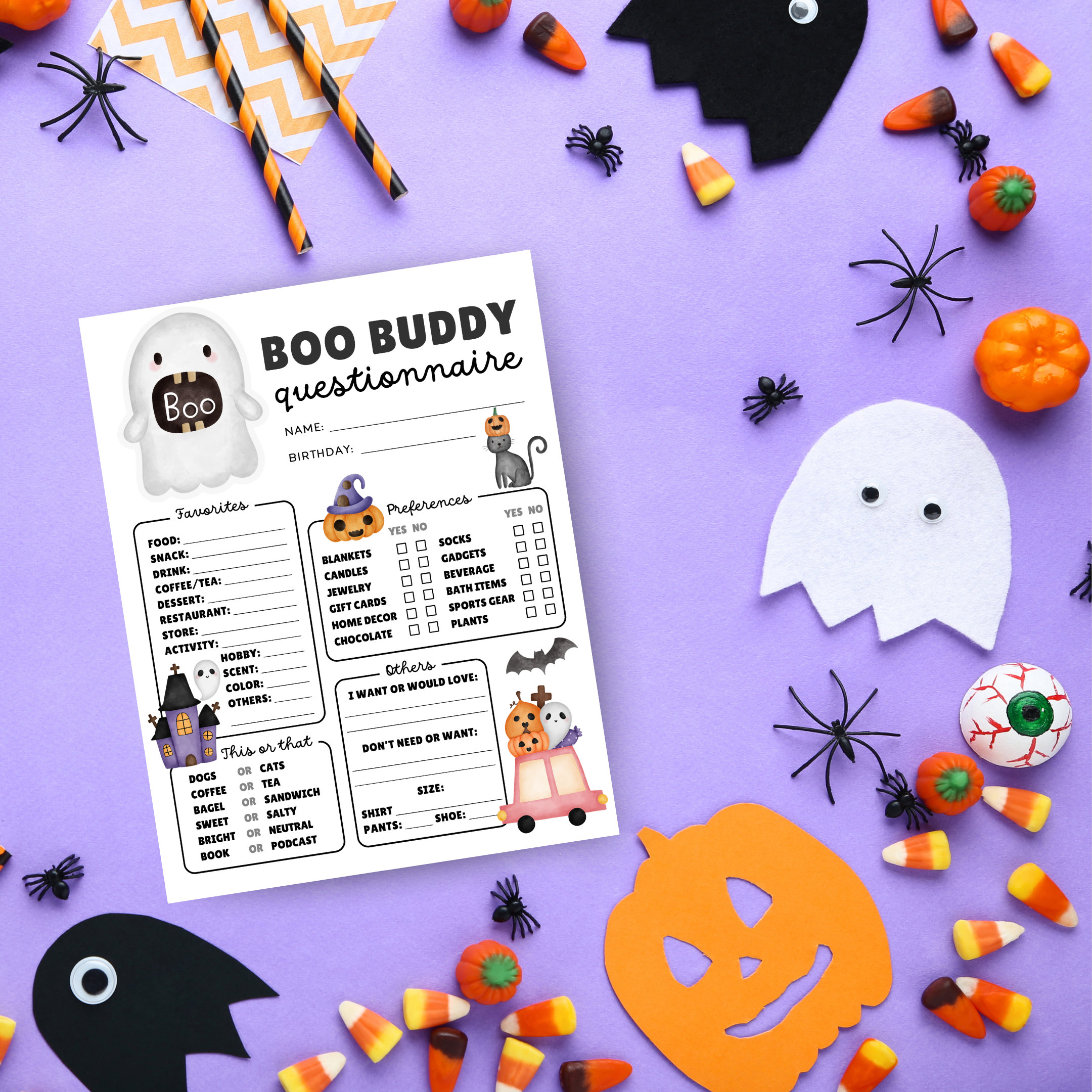 Boo Buddy Questionnaire for Halloween Coworker Questions Staff ...