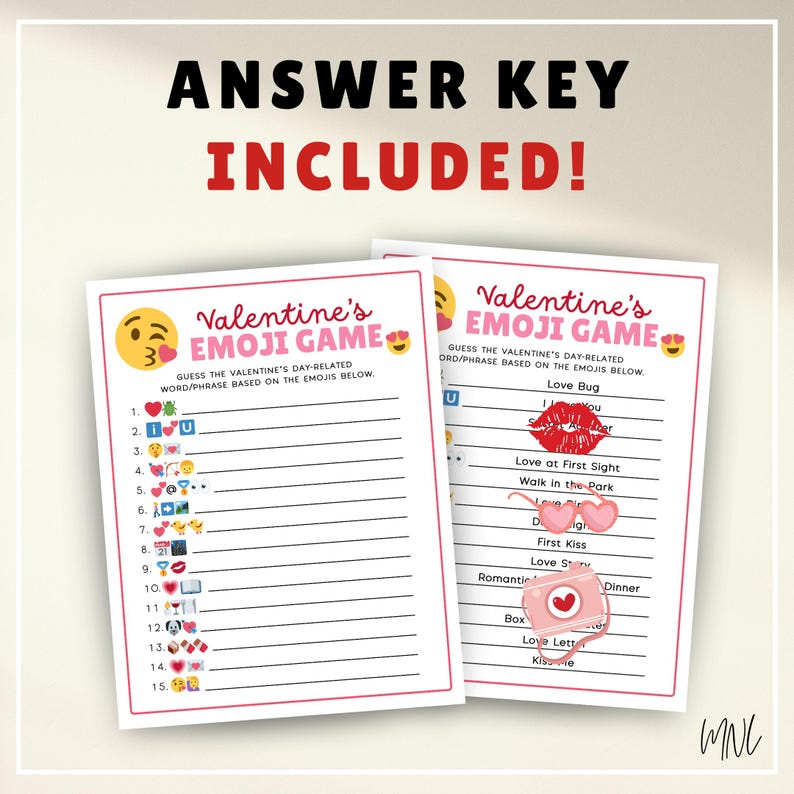 Valentine Emoji Game for Valentine Party Game Emoji Pictionary ...