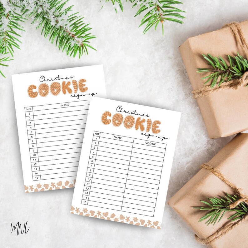 Christmas Cookie Sign up Sheet for Christmas Party, Cookie Party ...
