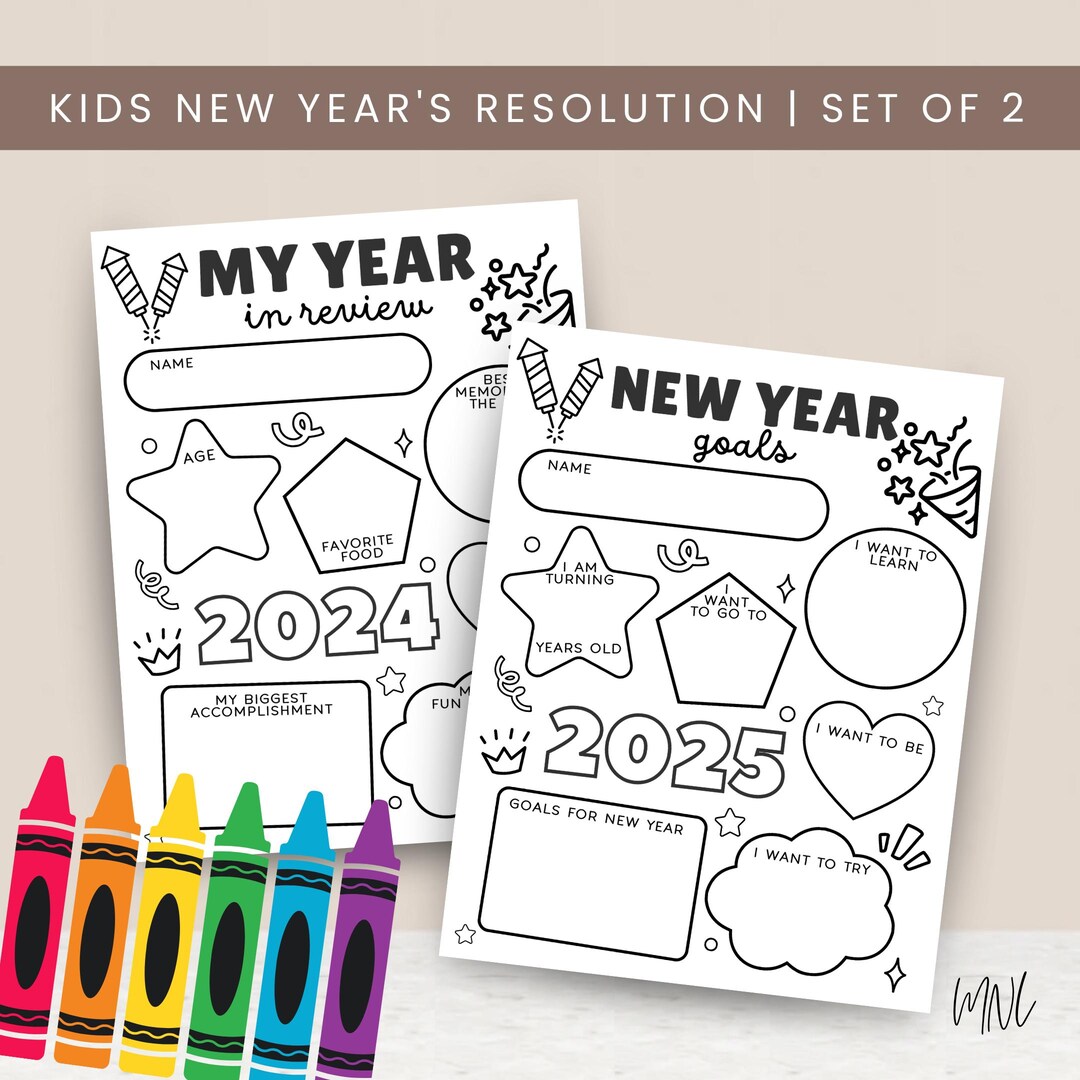 New Year’s Resolution Printable for Kids – Year in Review and Goals for ...