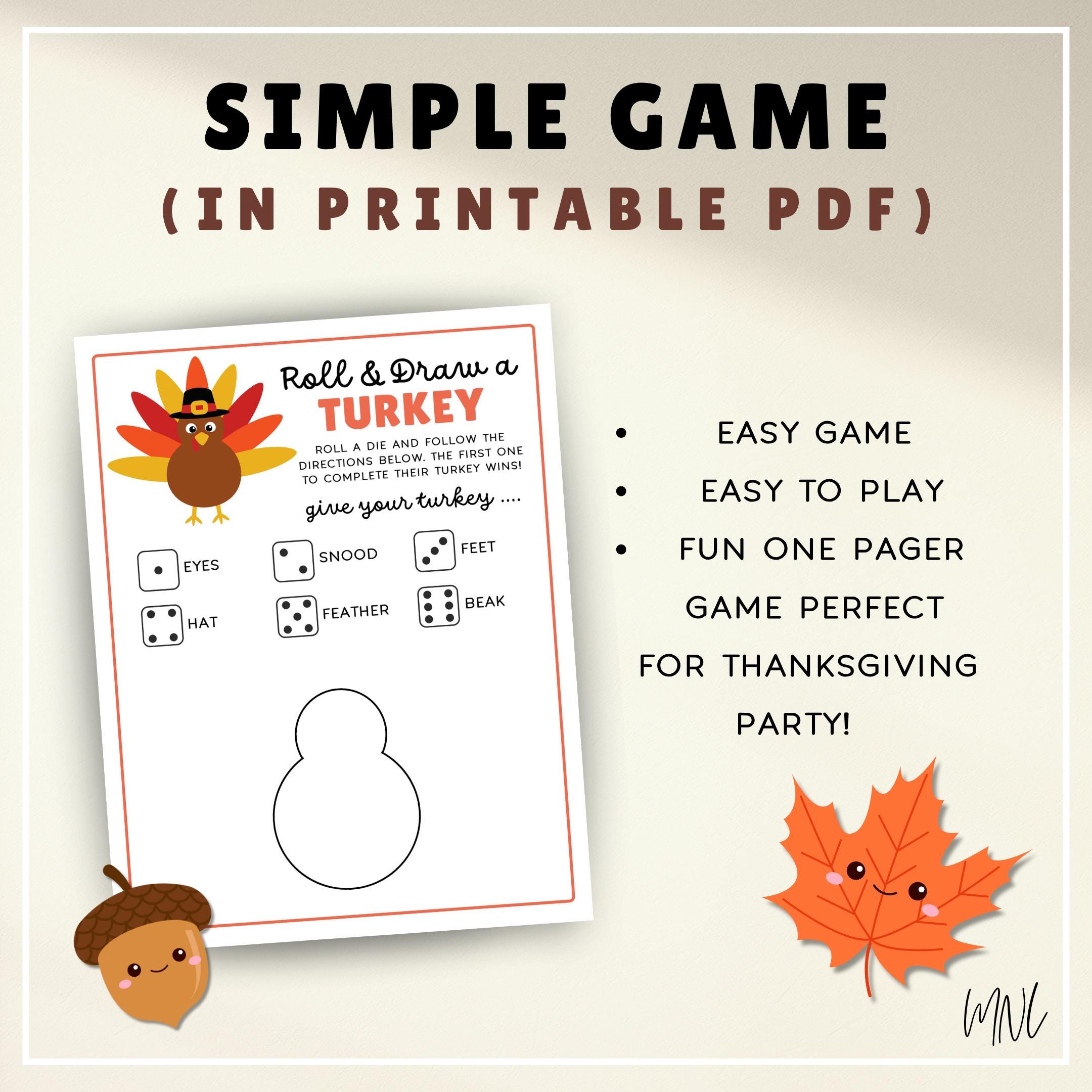 Roll A Turkey Game Thanksgiving Game, Turkey Dice Game Thanksgiving ...