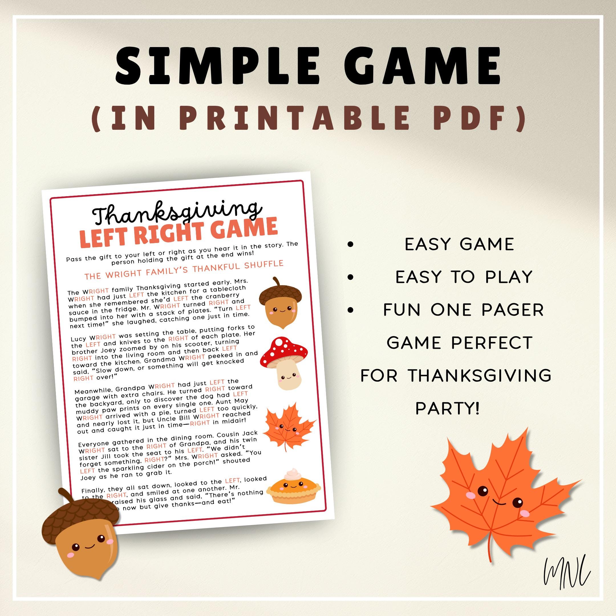 Left Right Game, Left Right Story Thanksgiving Game, Pass the Gift Game ...
