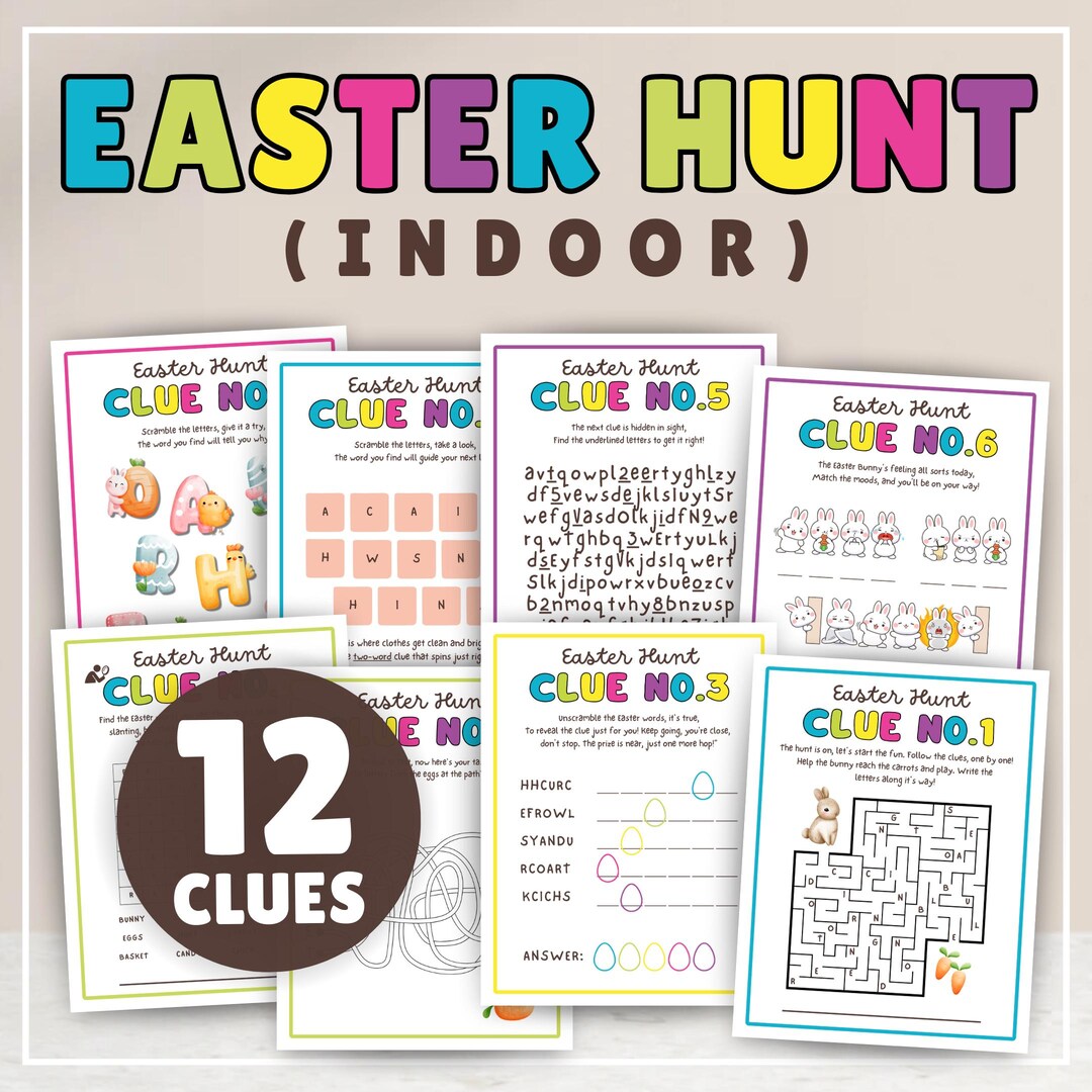 Easter Hunt Clues for Indoor Treasure Hunt, Easter Egg Hunt, Easter ...