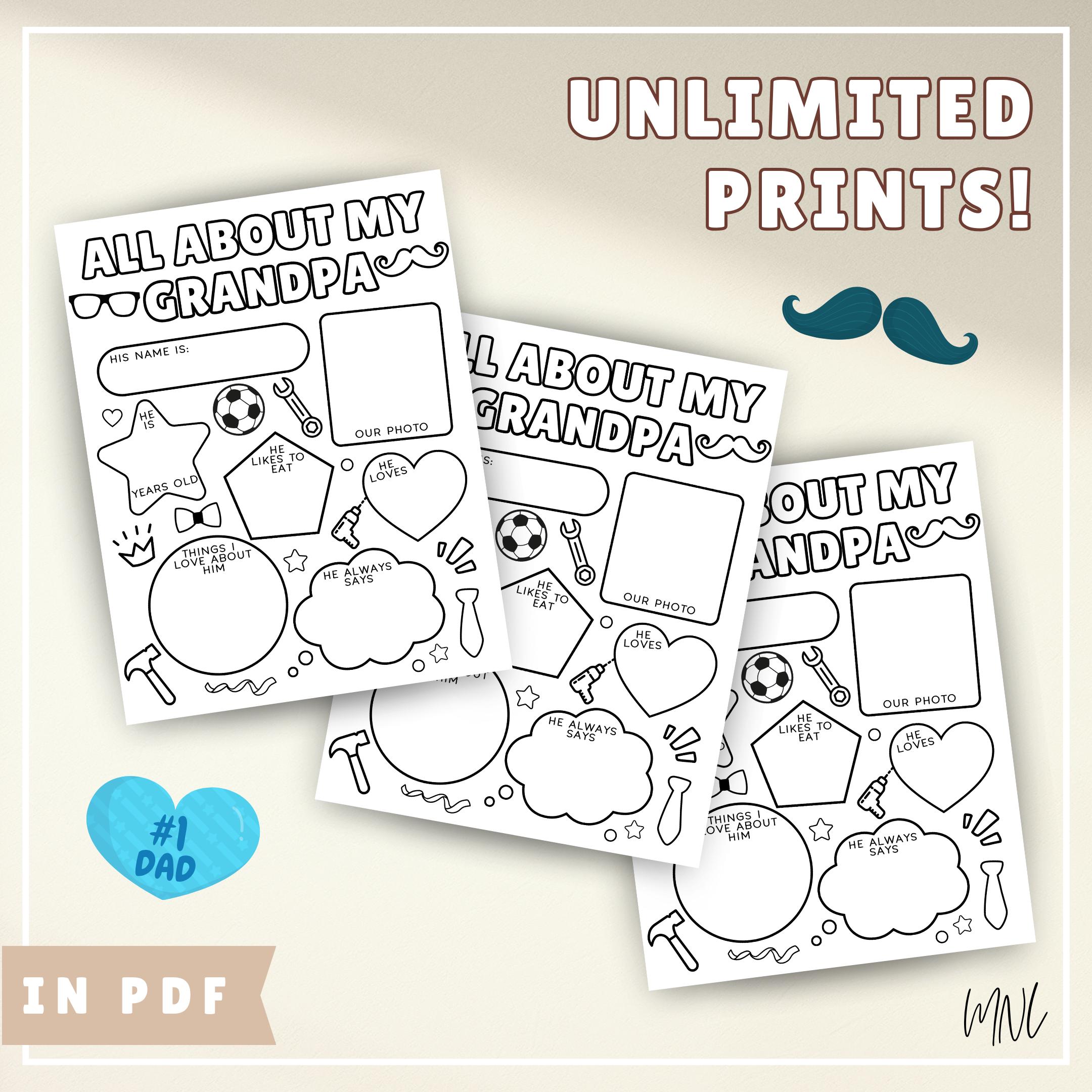 All About My Grandpa Questionnaire, Father’s Day Activity, All About ...