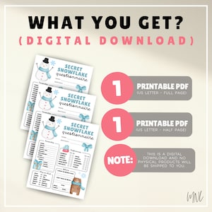 Secret Snowflake Questionnaire for Christmas Party Work Gift Exchange ...