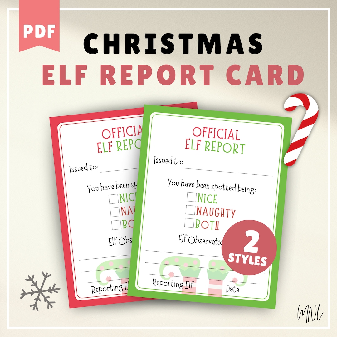 Elf Report Card From North Pole, Elf Letter Instant Download, Christmas ...