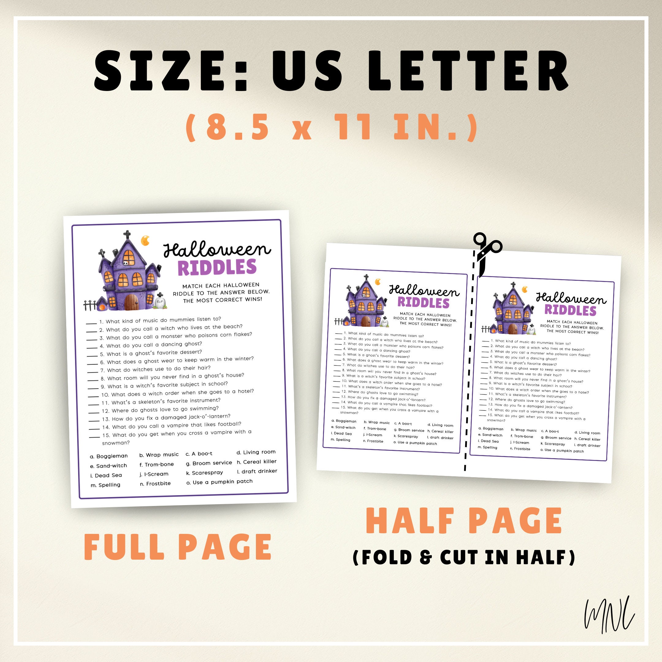Halloween Riddles for Halloween Party Game Printable Halloween Games ...