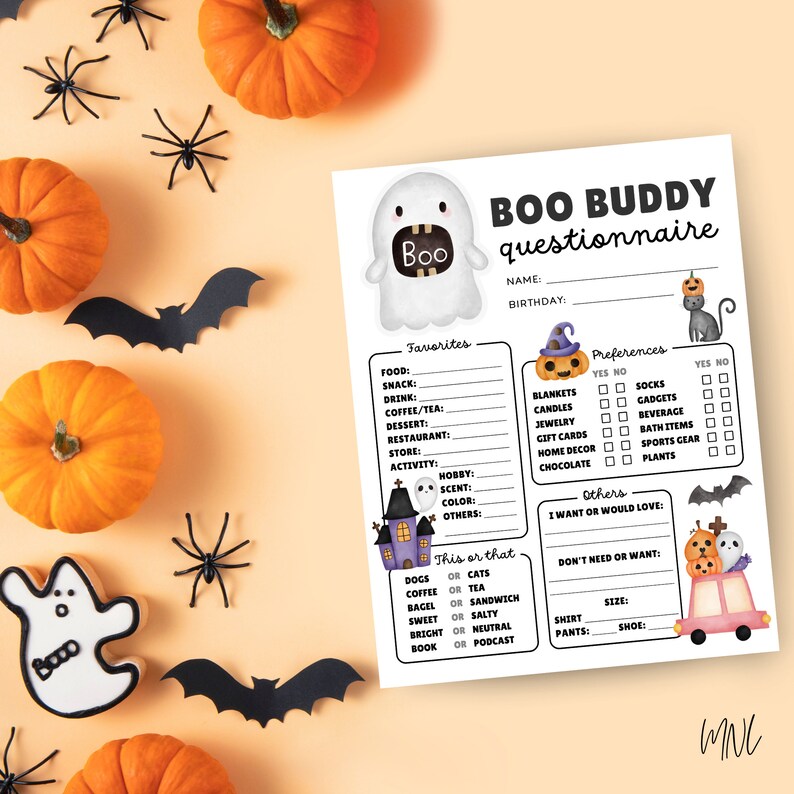 Boo Buddy Questionnaire for Halloween Coworker Questions Staff ...
