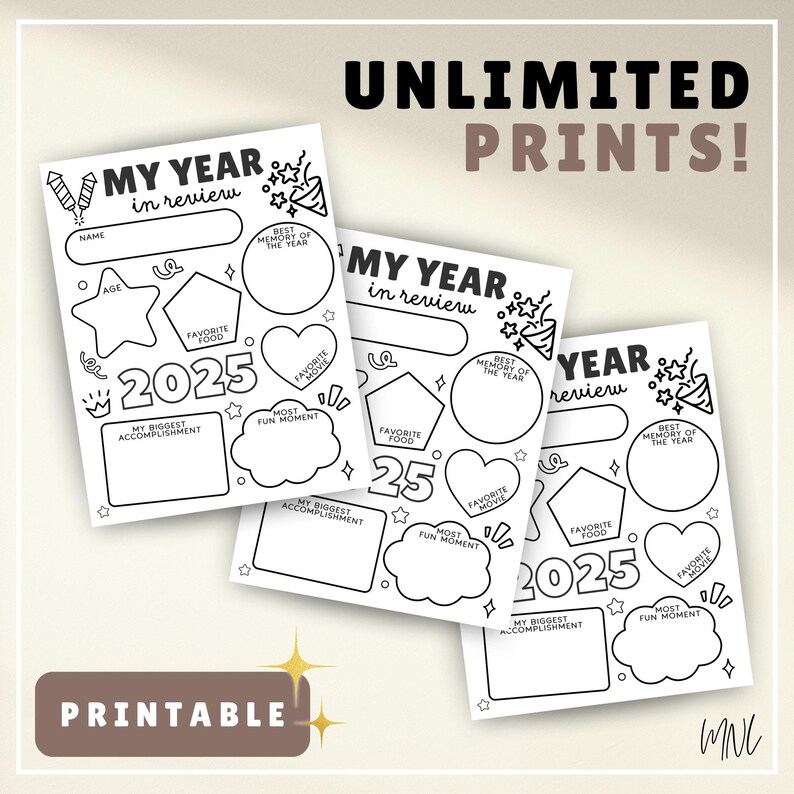 New Year’s Resolution Printable for Kids – Year in Review and Goals for ...