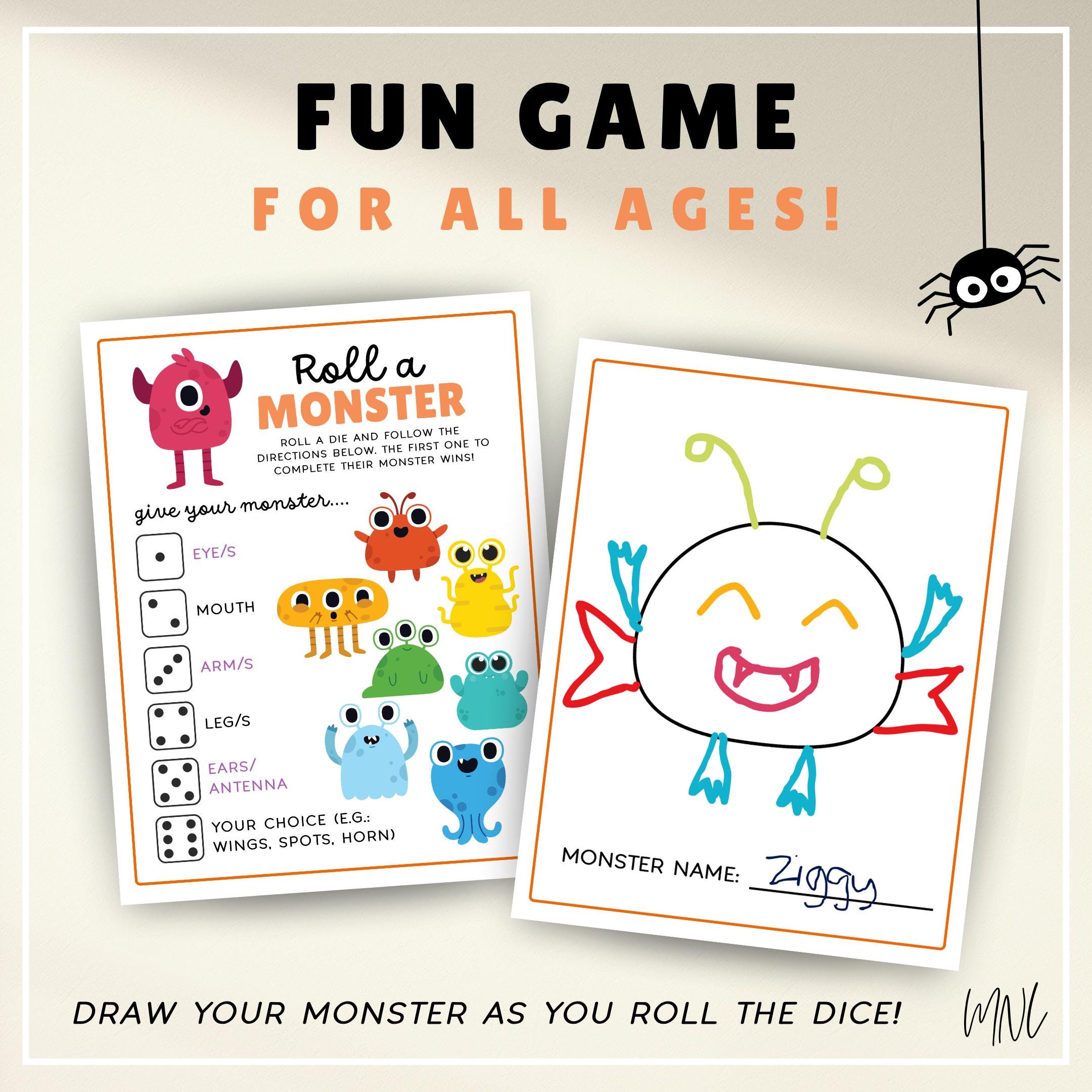 Halloween Dice Game Roll A Monster Game, Monster Dice Game, Halloween ...
