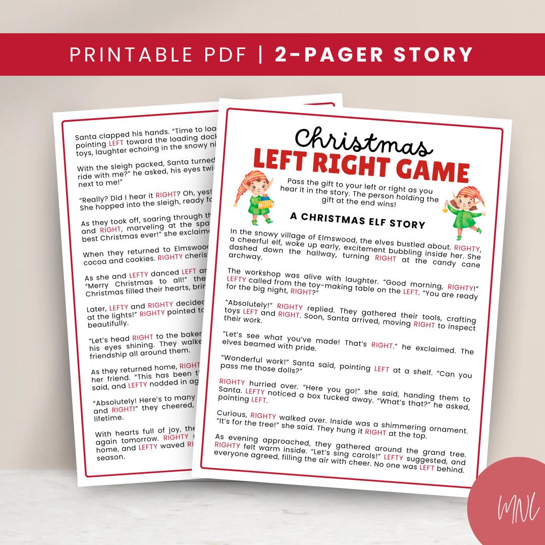 Christmas Gift Exchange Party Game: Pass the Present - Printable Left ...