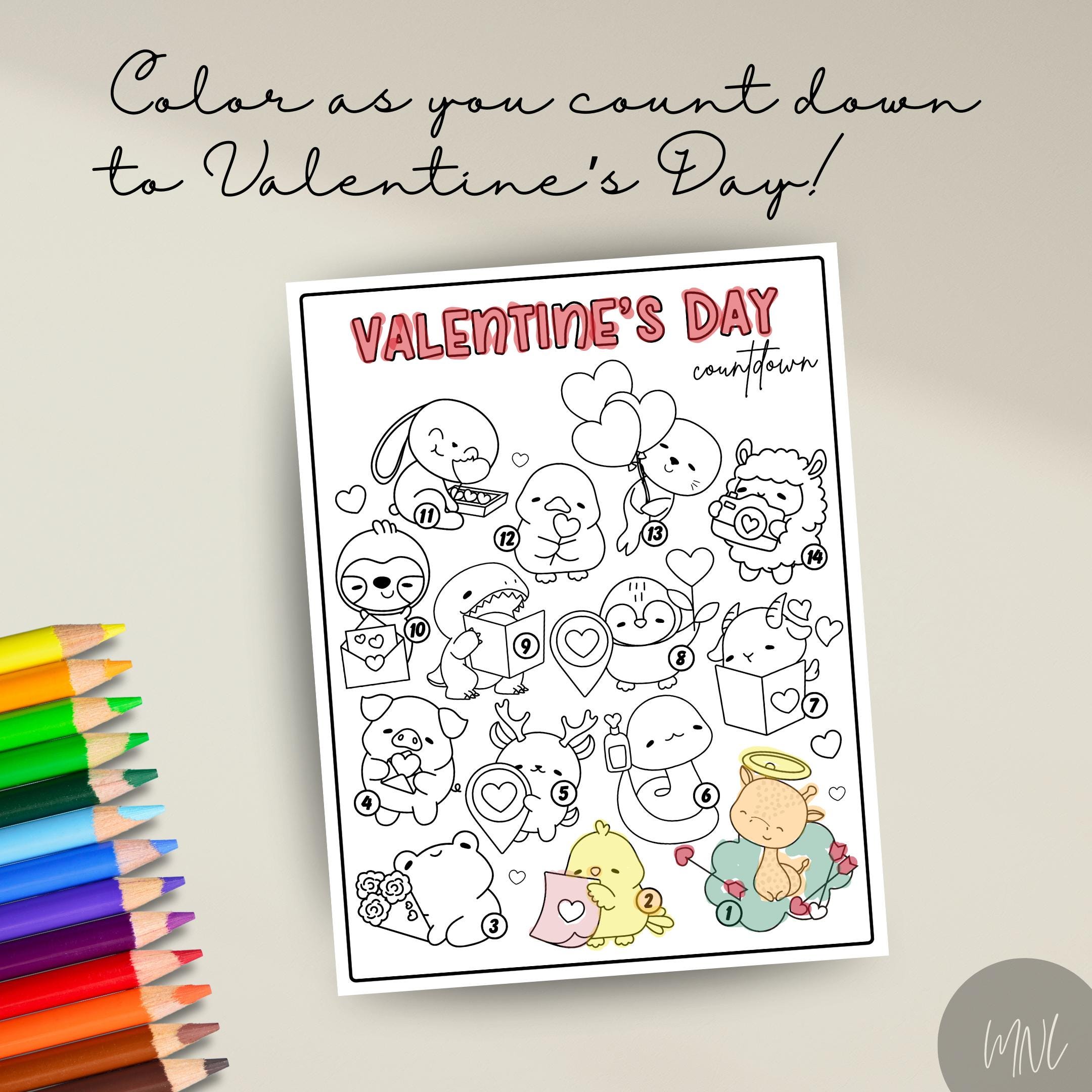 Valentine's Day Countdown Calendar Printable Advent Calendar Countdown ...