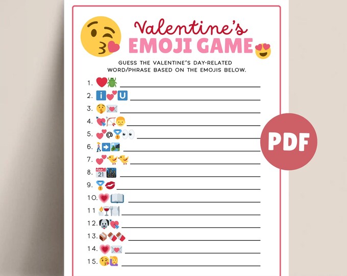 Valentines Day Emoji Pictionary, Emoji Game, Valentines Day Game ...