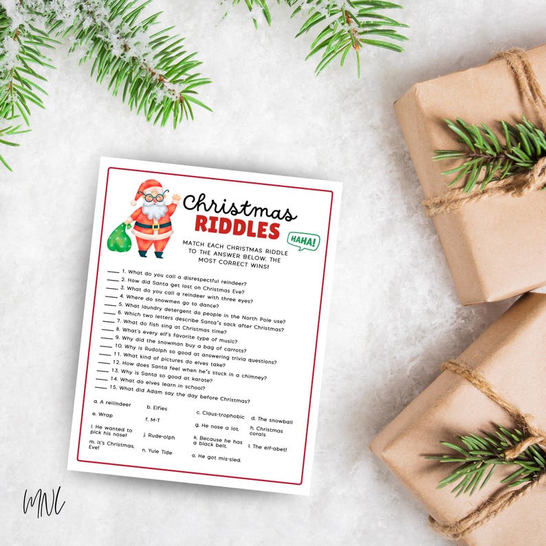 Christmas Riddles for Christmas Party Game Printable Christmas Games ...