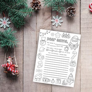 Letter to Santa Coloring Page Printable Christmas Wish List, Dear Santa ...