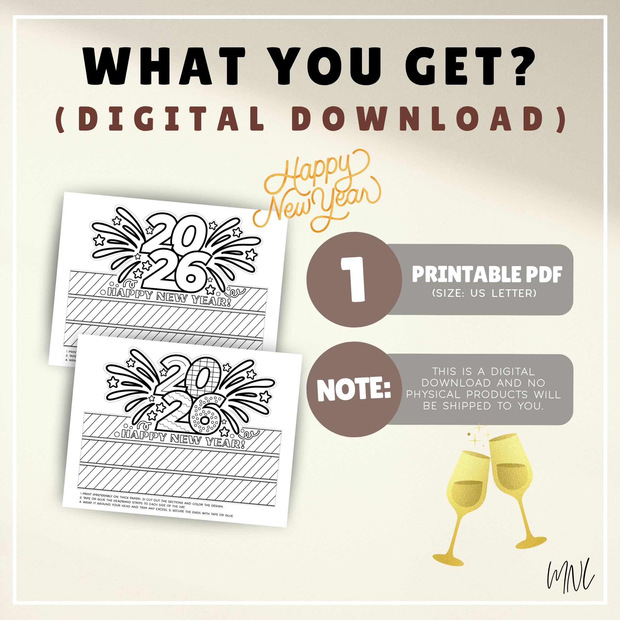 New Year Party Hat Printable Party Hat for New Years Eve, 2026 New Year ...