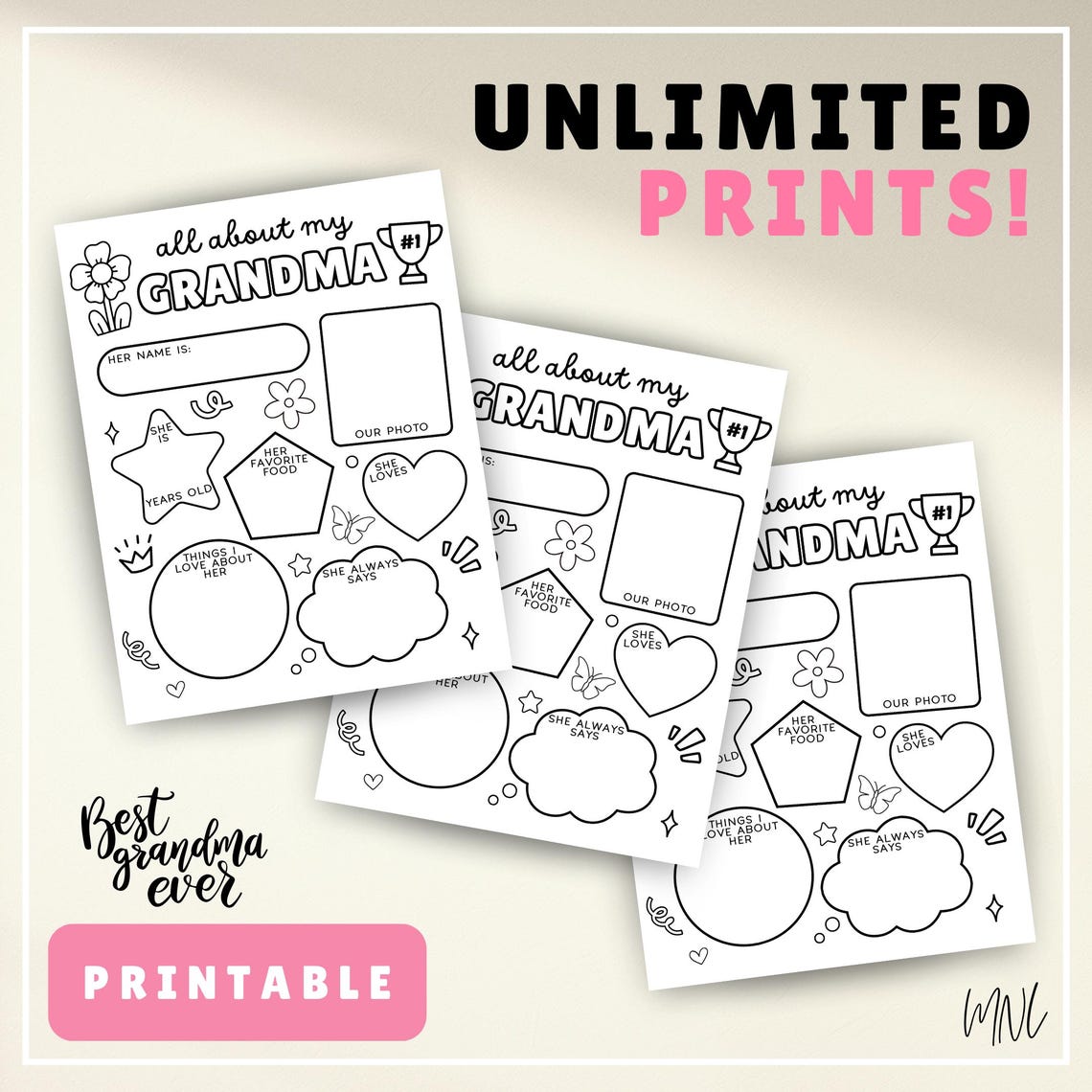 All About My Grandma Questionnaire for Mother’s Day Activity, Mothers ...