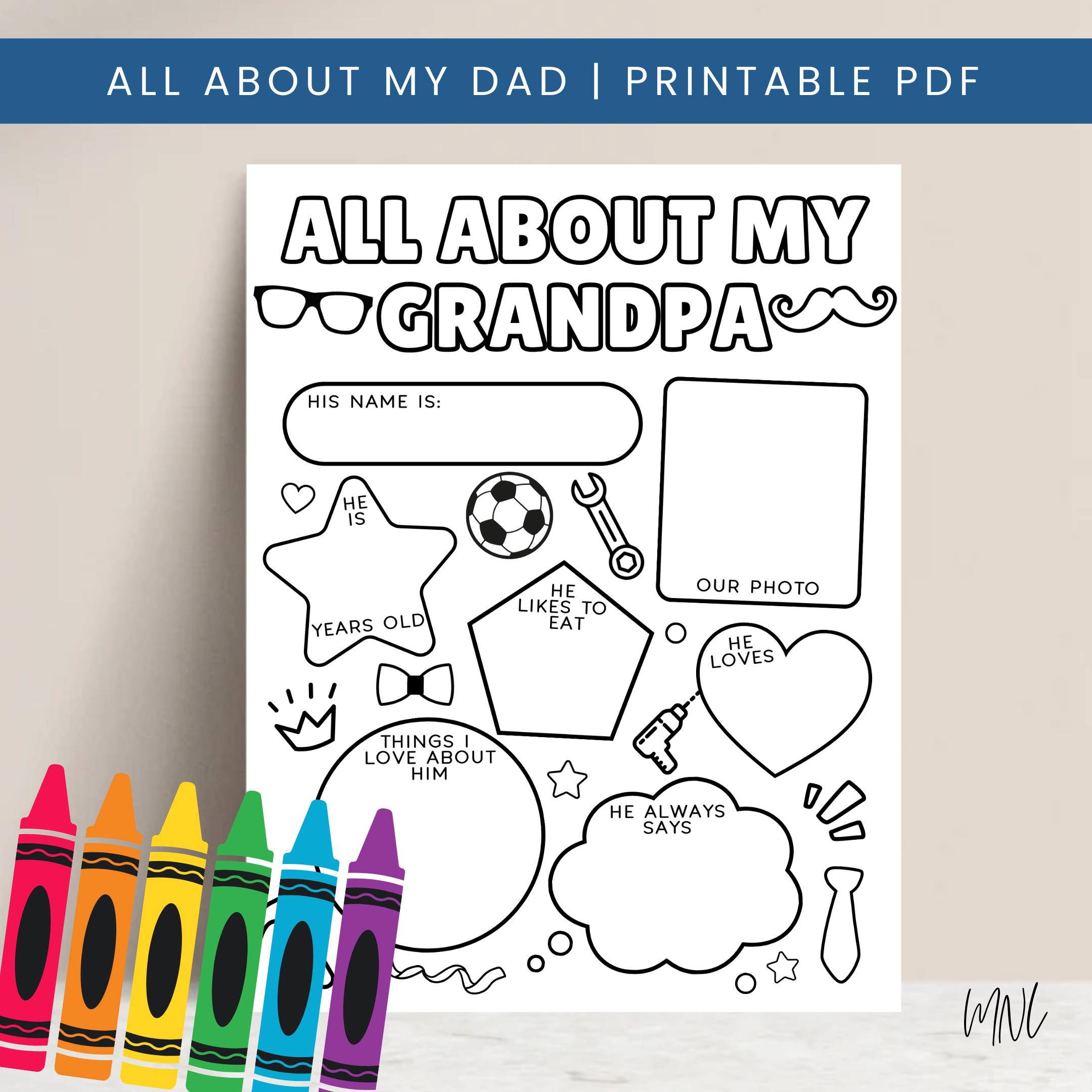 All About My Grandpa Questionnaire, Father’s Day Activity, All About ...