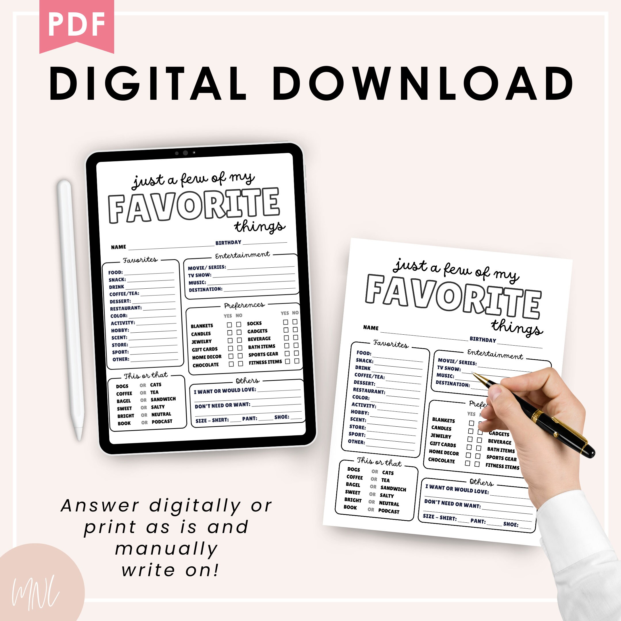 Favorites Survey for Coworker Questions Staff Appreciation All About Me ...