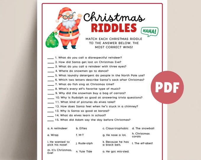 Christmas Riddles Who Am I Game for Kids & Adult|christmas Party ...