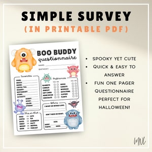Halloween Boo Buddy Questionnaire: Coworker Survey for Gift Exchange ...