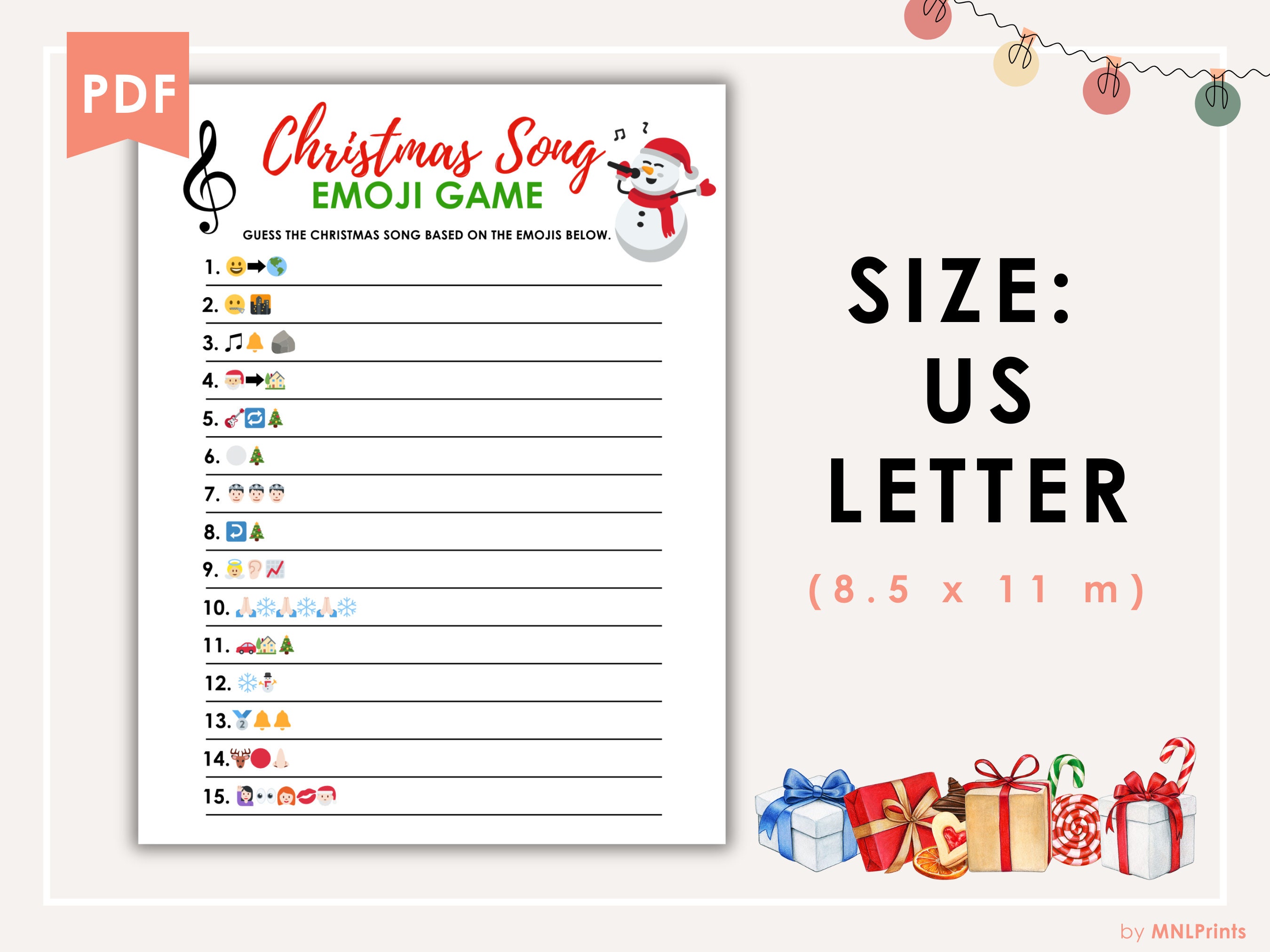 Christmas Song Emoji Game for Christmas Party Game Emoji Pictionary ...