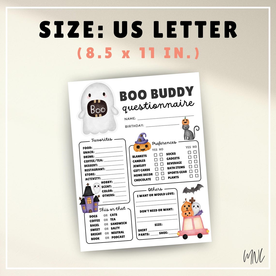 Boo Buddy Questionnaire for Halloween Coworker Questions Staff ...