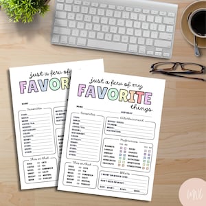 Favorites Survey for Coworker Questions Staff Appreciation All About Me ...